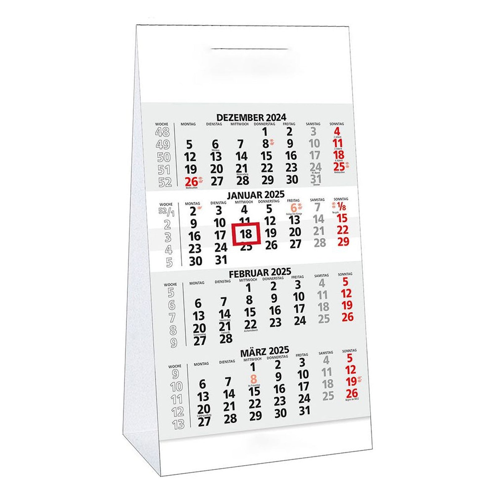 4-maands tafelkalender 2025